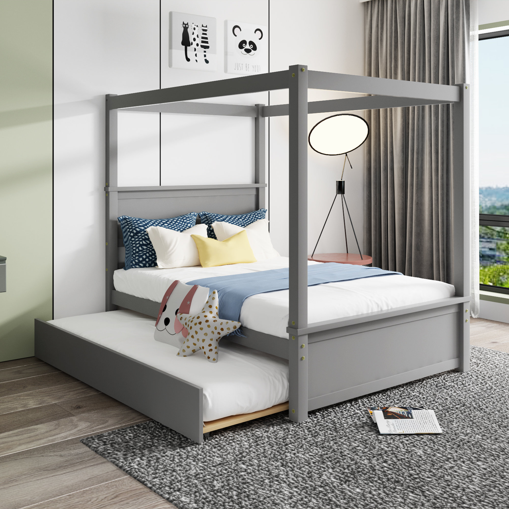 Red Barrel Studio Full Size Canopy Platform Bed With Support Slats ...