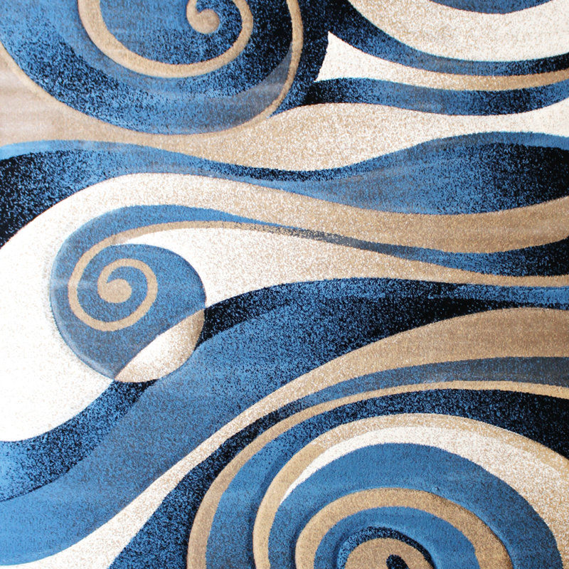Orren Ellis Skak Modern Swirled Pattern Indoor Olefin Area Rug | Wayfair