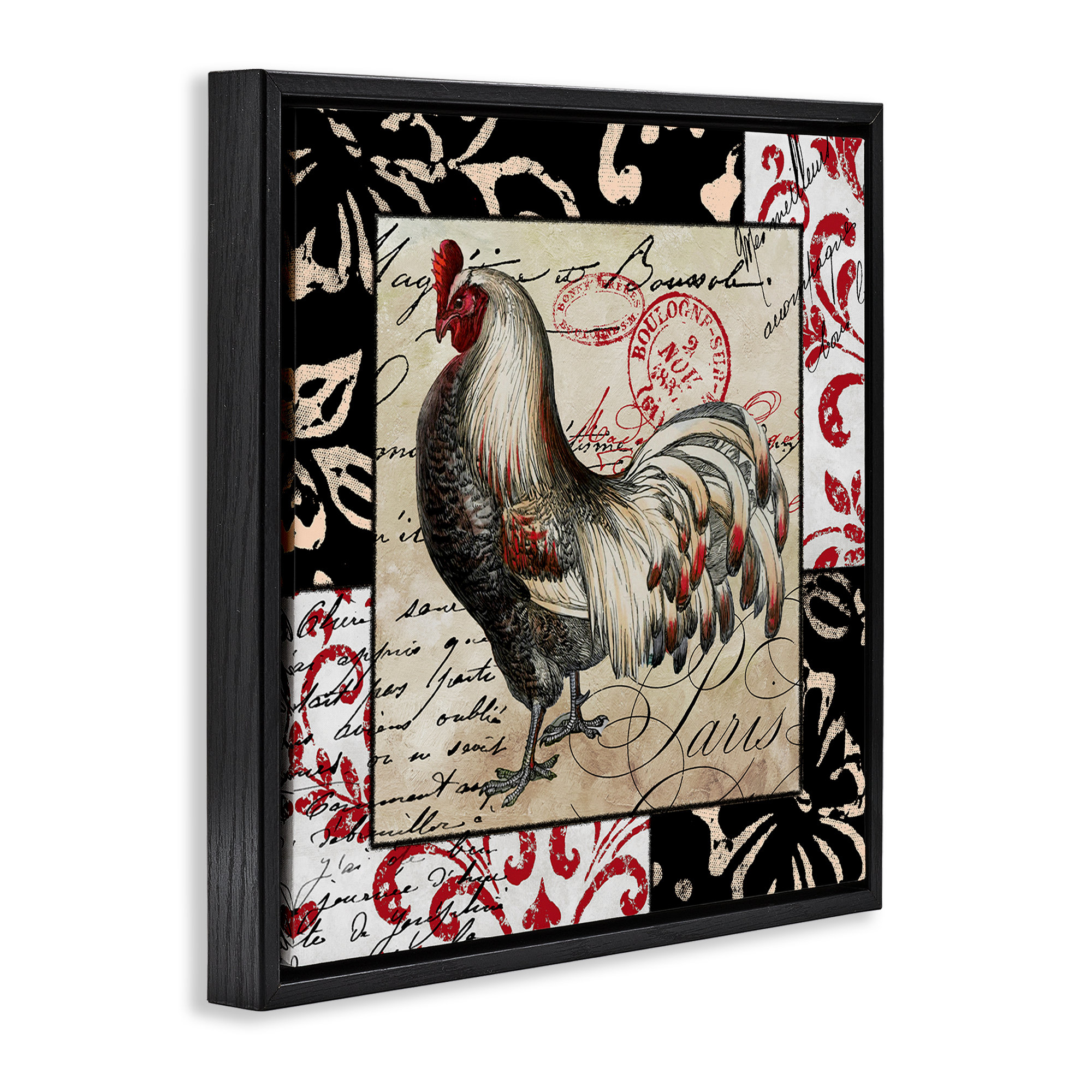 Ophelia & Co. Hen with Vintage Cursive Framed Floater Canvas Wall Art ...