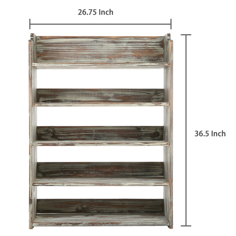 August Grove® Rustic Torched Wood Entryway 10 Pair Shoe Rack & Reviews ...
