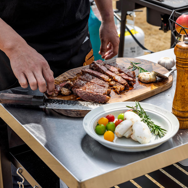 OuterMust Three-Shelf Grill Cart Outdoor Grill Table with Wheels ...