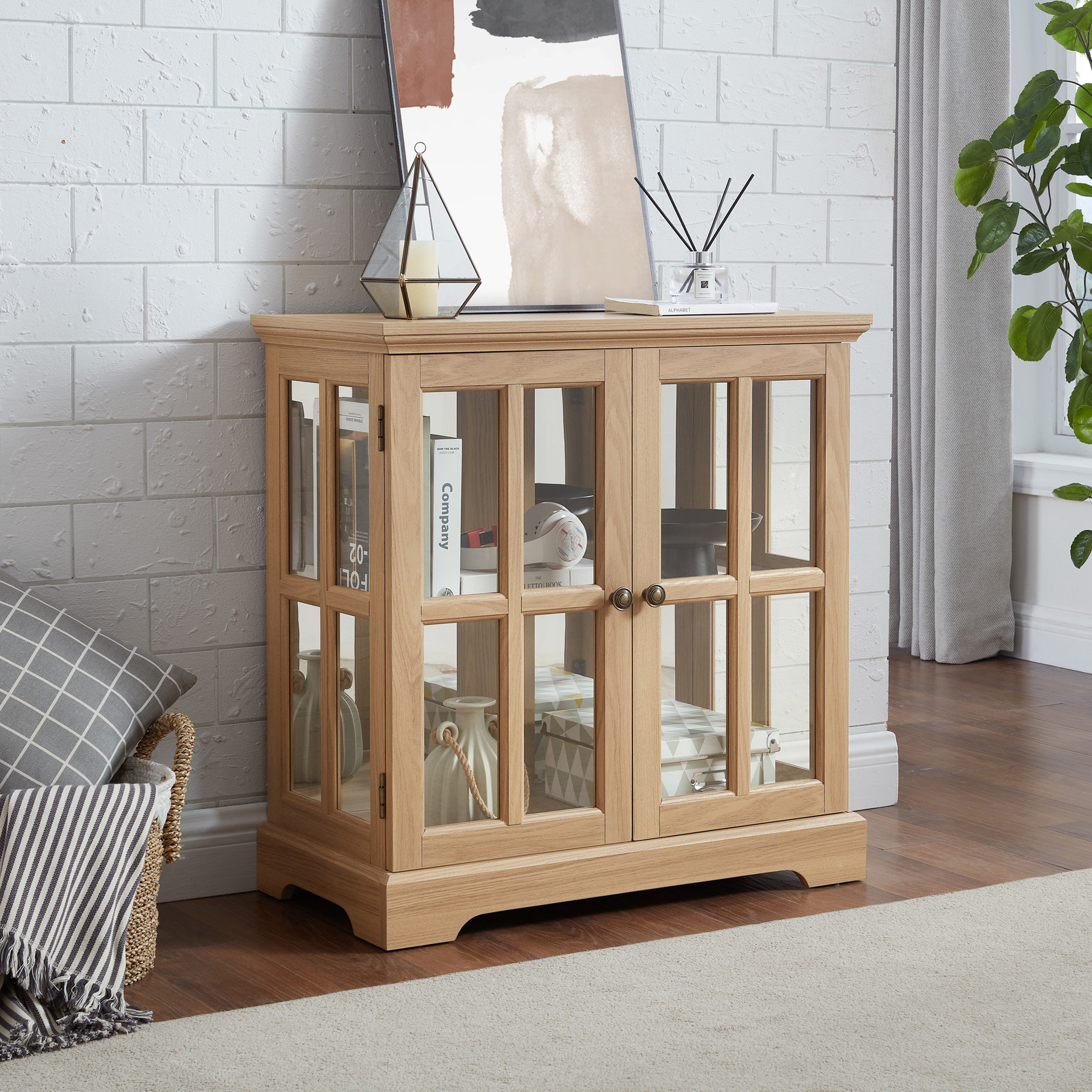 Winston Porter LED Curio Display Cabinet With Adjustable Shelves ...