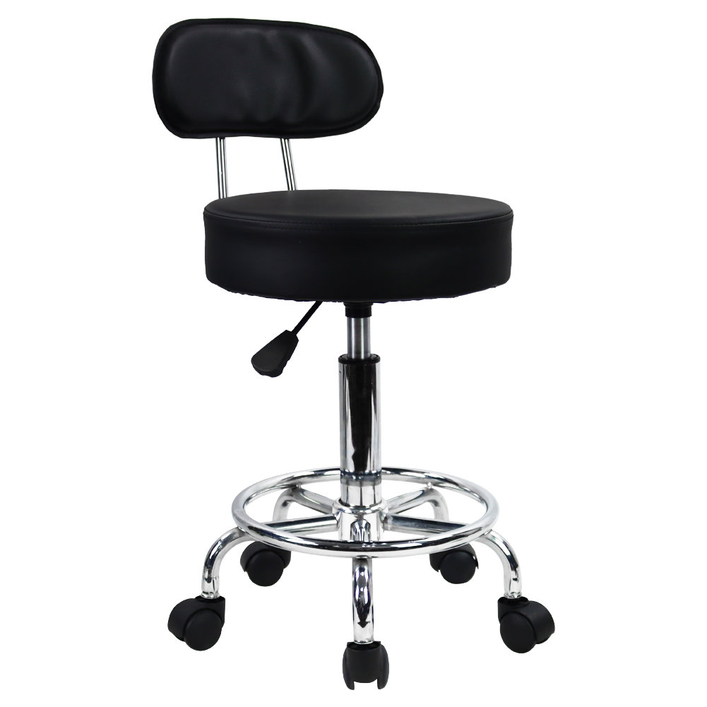 Inbox Zero PU Leather Rolling Mid-Back Height Adjustable Lab Stool with ...
