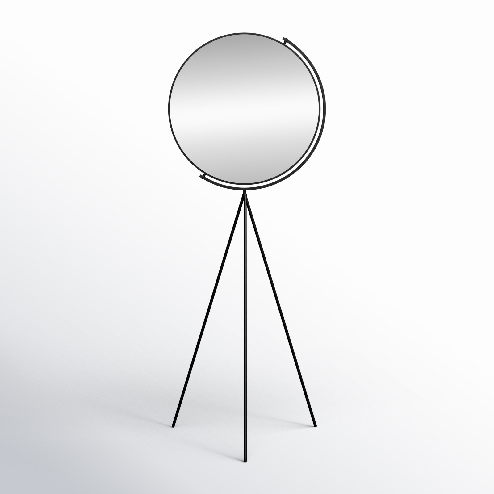 AllModern Hatch Black Round Floor Mirror on Metal Tripod | Wayfair