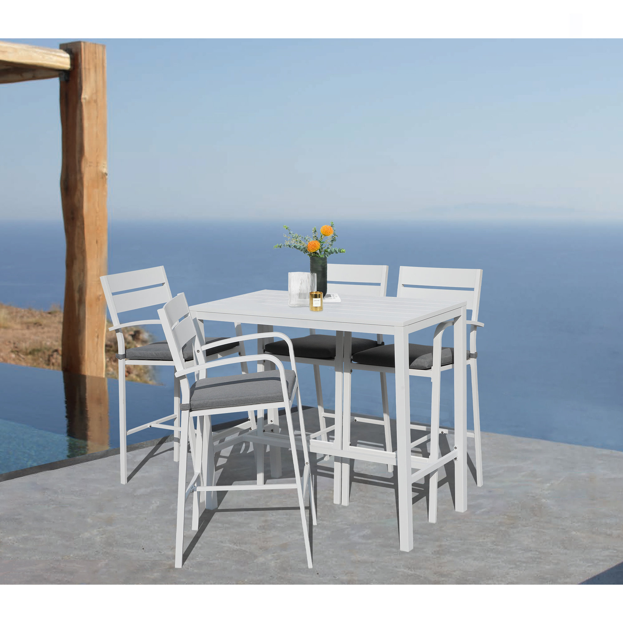 Latitude Run® Amarin Rectangular 4 - Person 47.2" Long Aluminum Bar ...