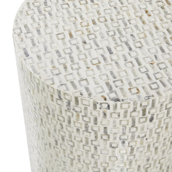 Mercury Row® Mother of Pearl Shell Side End Accent Table with Gold Base ...