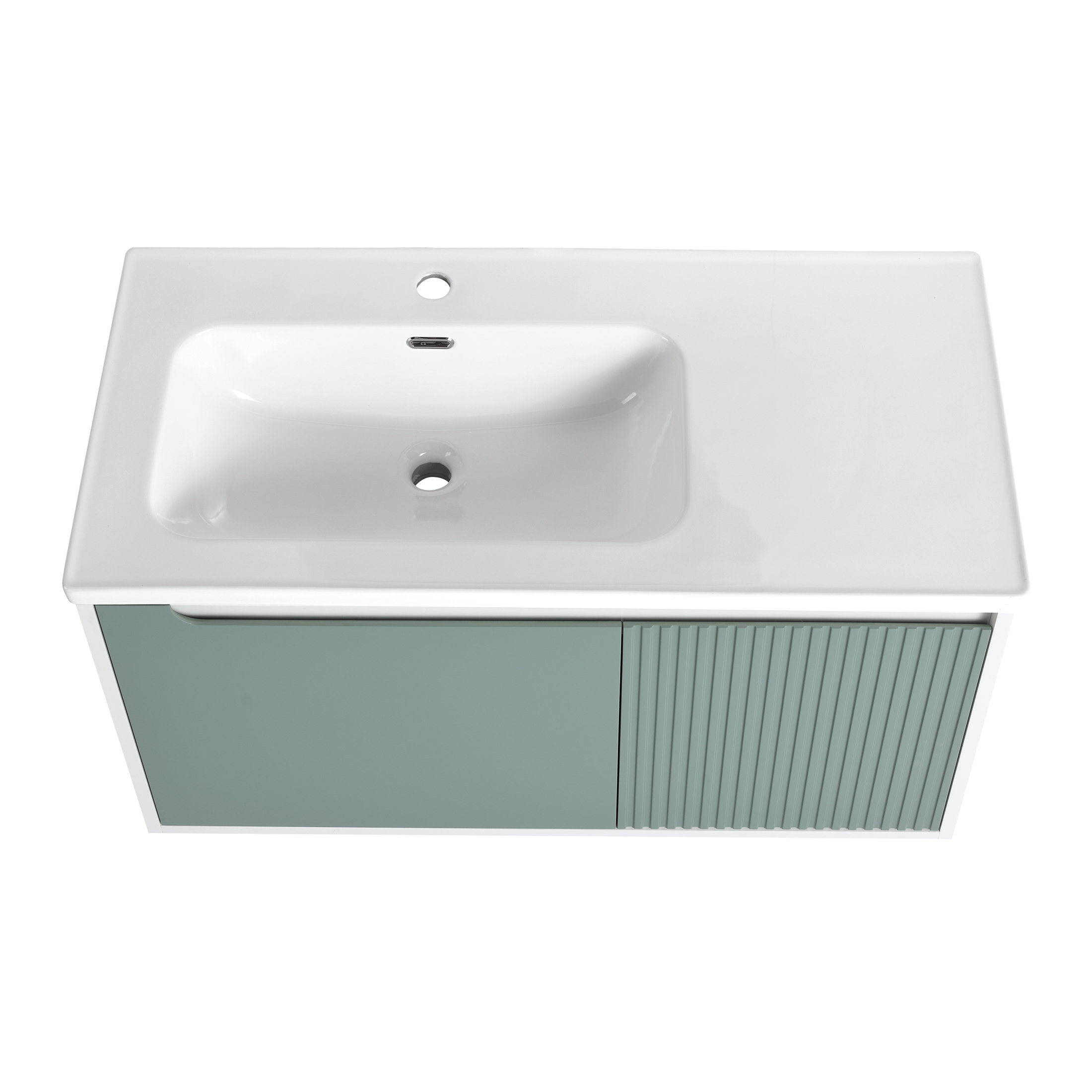 Taroo Clocks 40'' Floating Wall-Mounted Bathroom Vanity with Ceramics ...