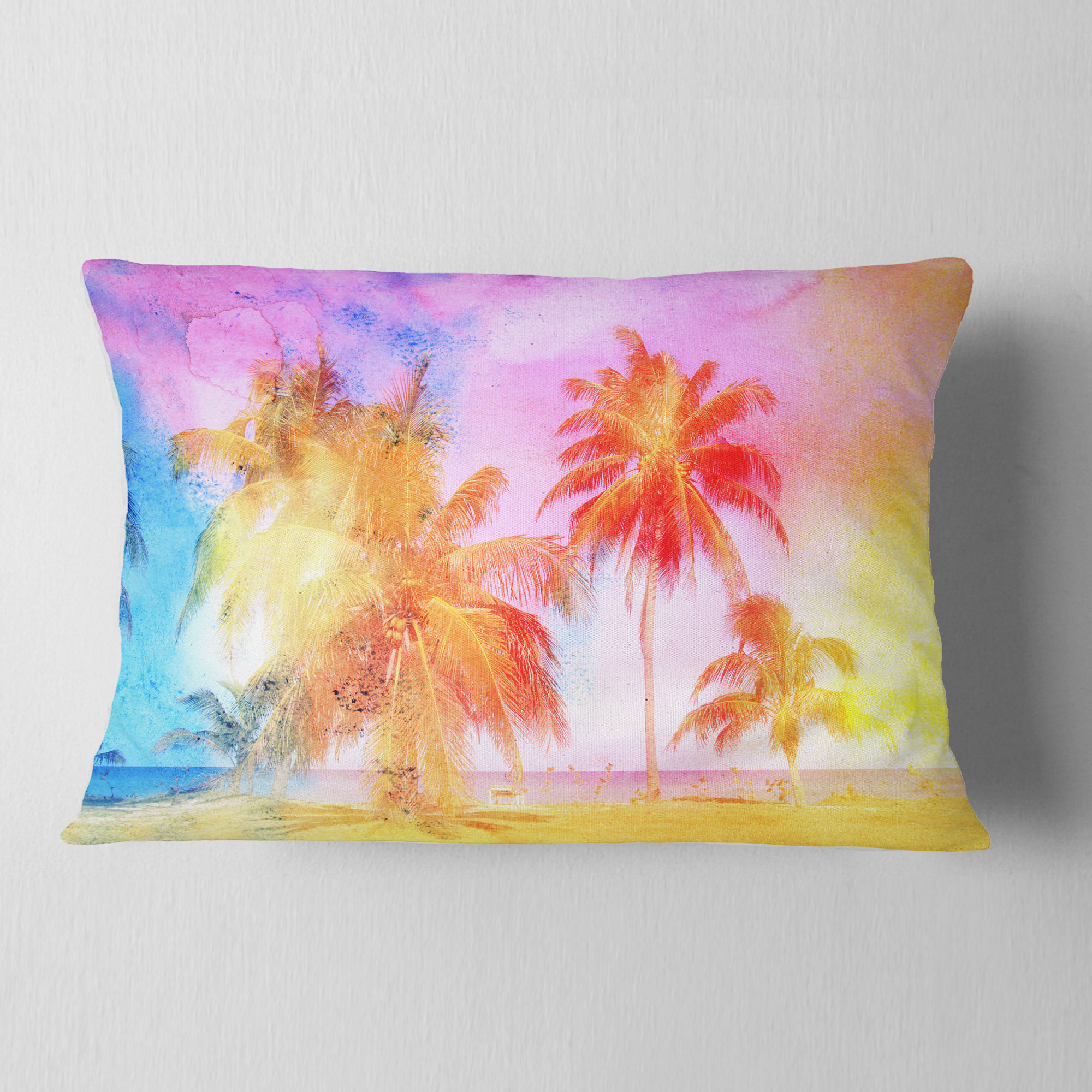 Design Art High rise Retro Palm Trees - Forest Printed Pillow | Wayfair