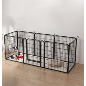 AOOLIVE 8 Panel Iron Exercise Pen With Pet Door | Wayfair