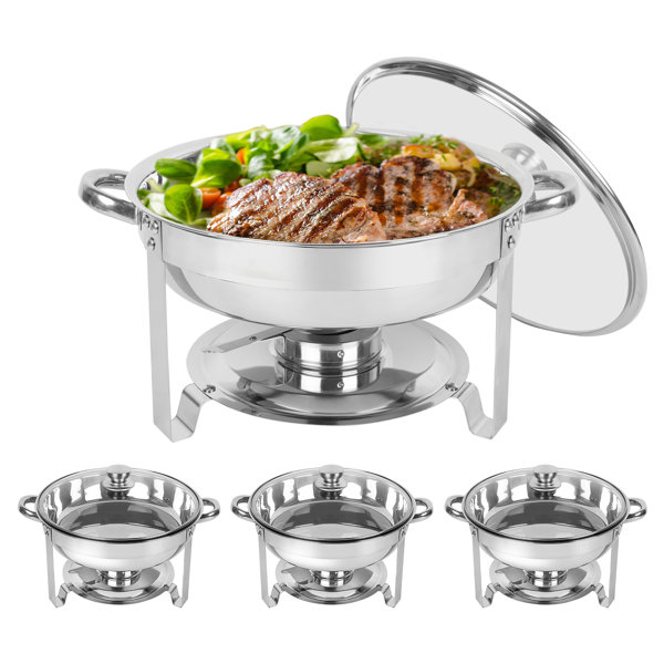 The Party Aisle™ Glass Lid Stainless Steel Round Chafing Dish Buffet ...