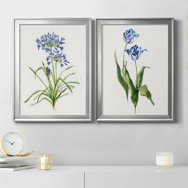 WexfordHome Blue Lively Botanical I On Canvas 2 Pieces Print | Wayfair