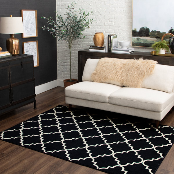 Winston Porter Shondra Geometric Navy/Cream Area Rug & Reviews | Wayfair