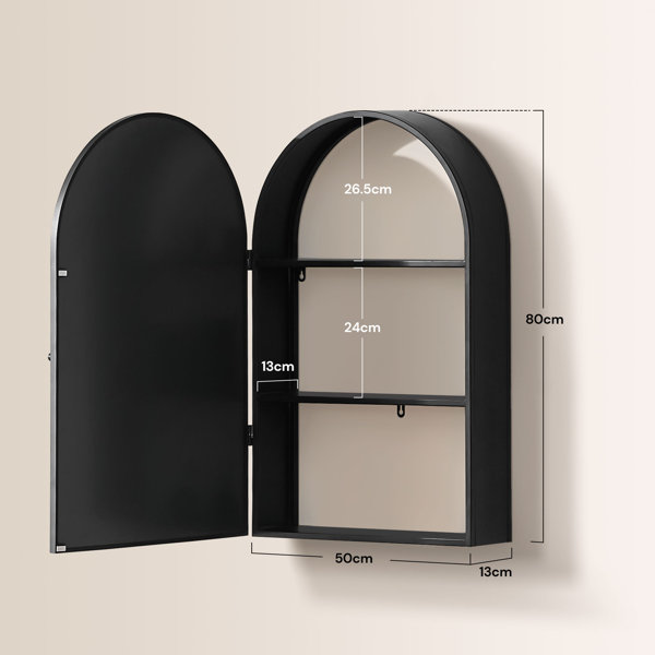 Latitude Run 1-Door Bathroom Mirror Cabinet With Two Shelves,50X13x80cm ...