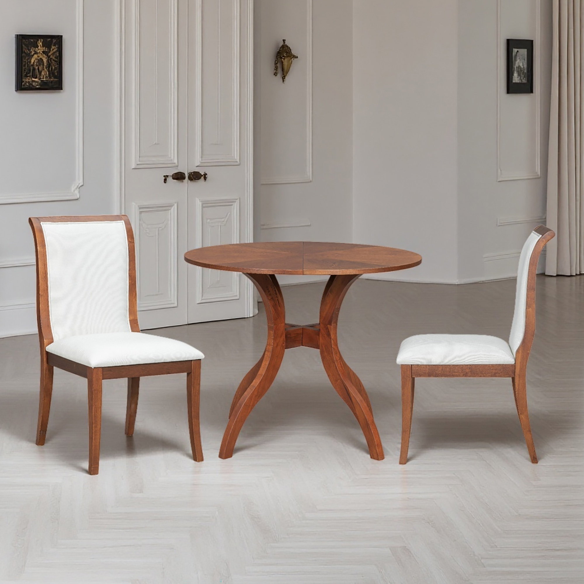 Lark Manor™ Dining Table Set:39.4" Round Table + 2 Chairs - Traditional ...