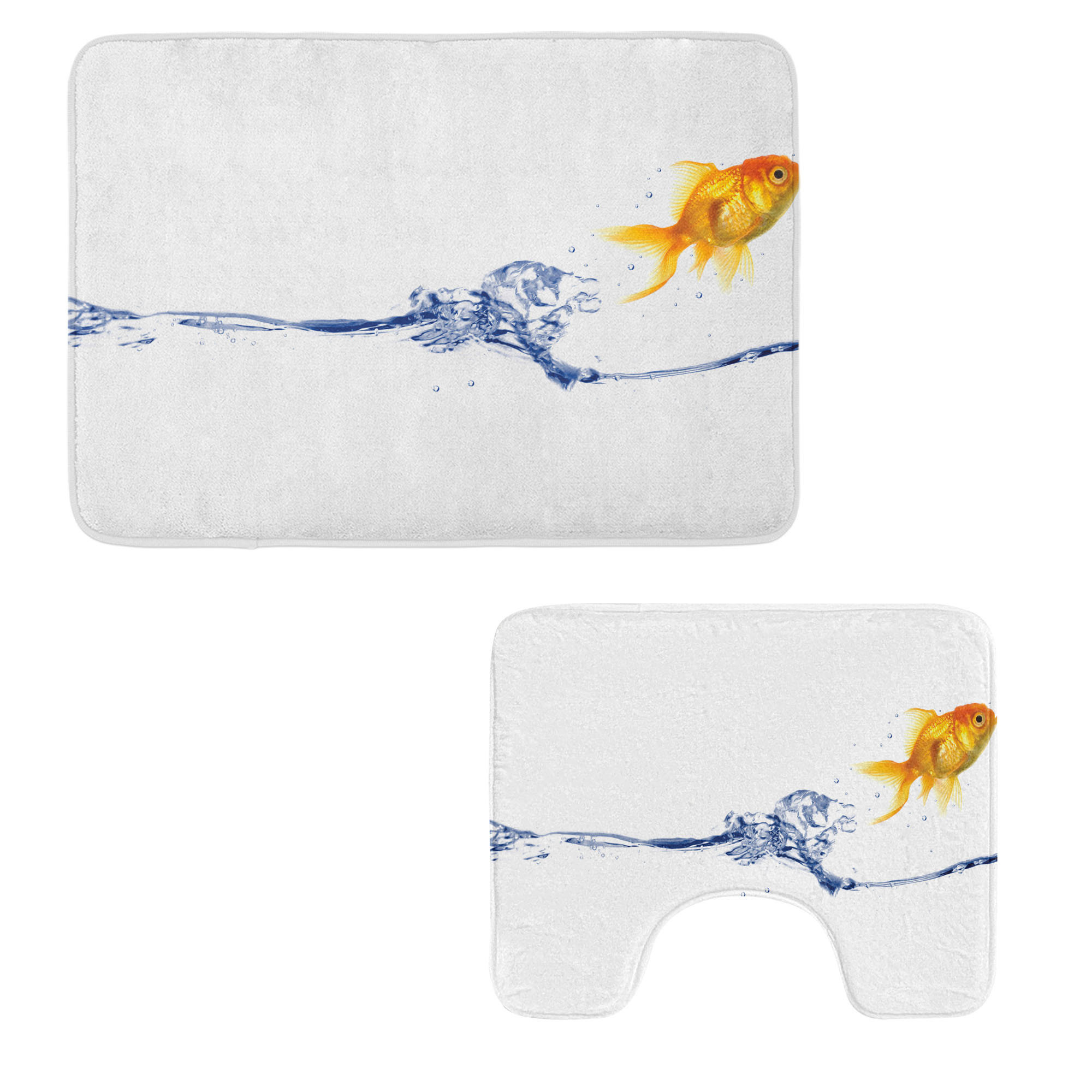 East Urban Home Fish Bathroom Rug Set 2 Pieces Rectangle & Contour Mats ...