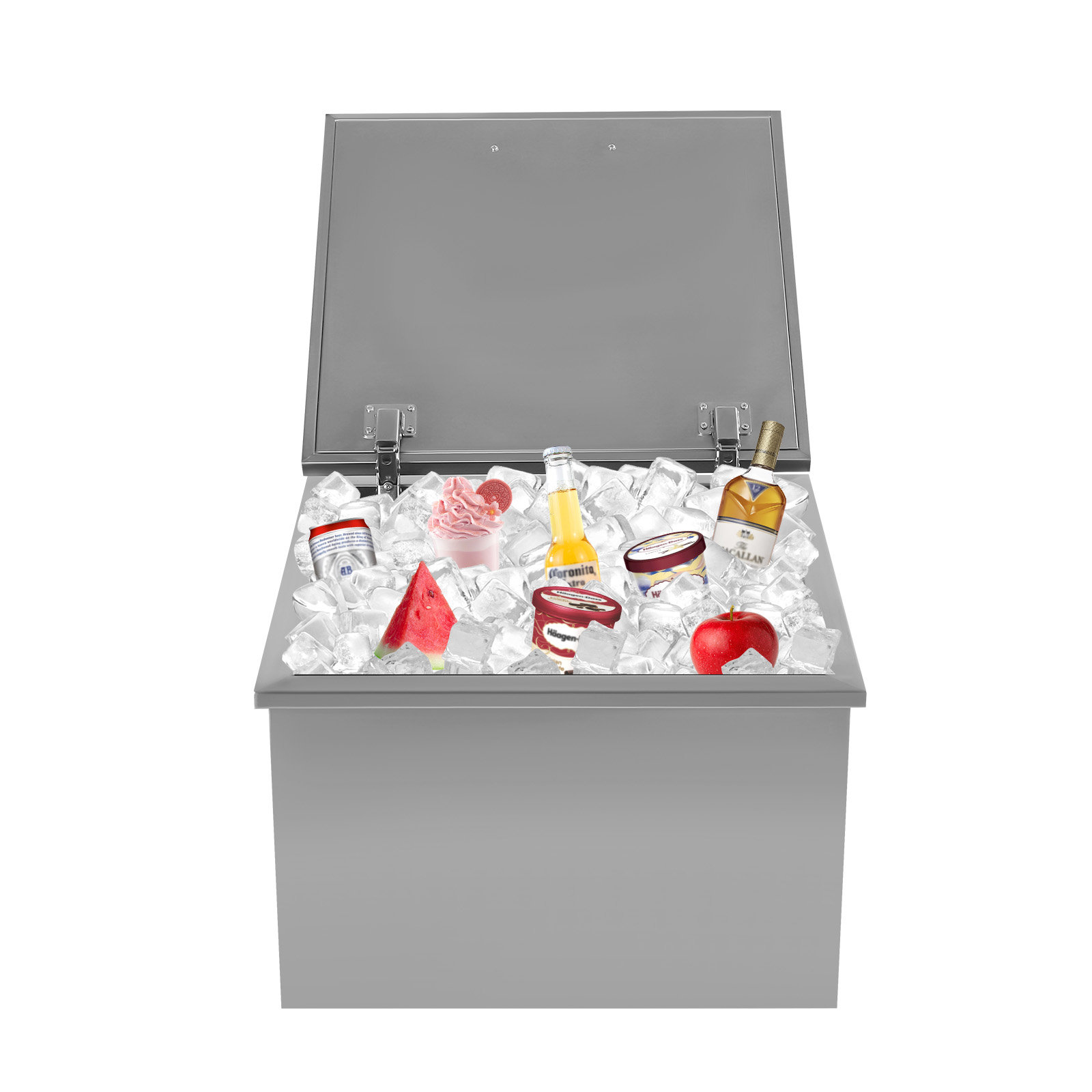 Prep & Savour Darton Stainless Steel Ice Chest with Hinged Cover Bar ...