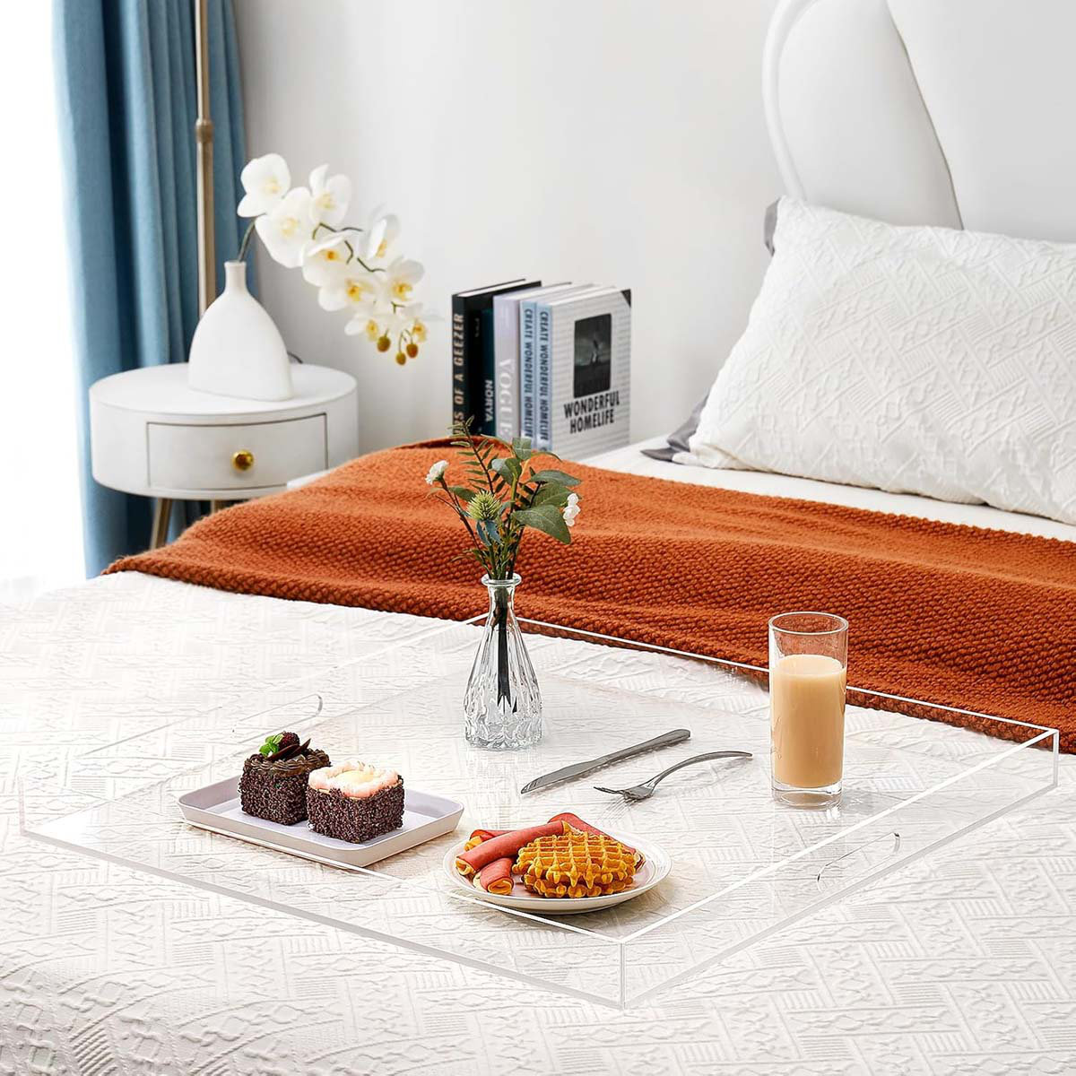 Ivy Bronx 20×20 Inches Oversized Clear Acrylic Ottoman Tray Extra Large ...