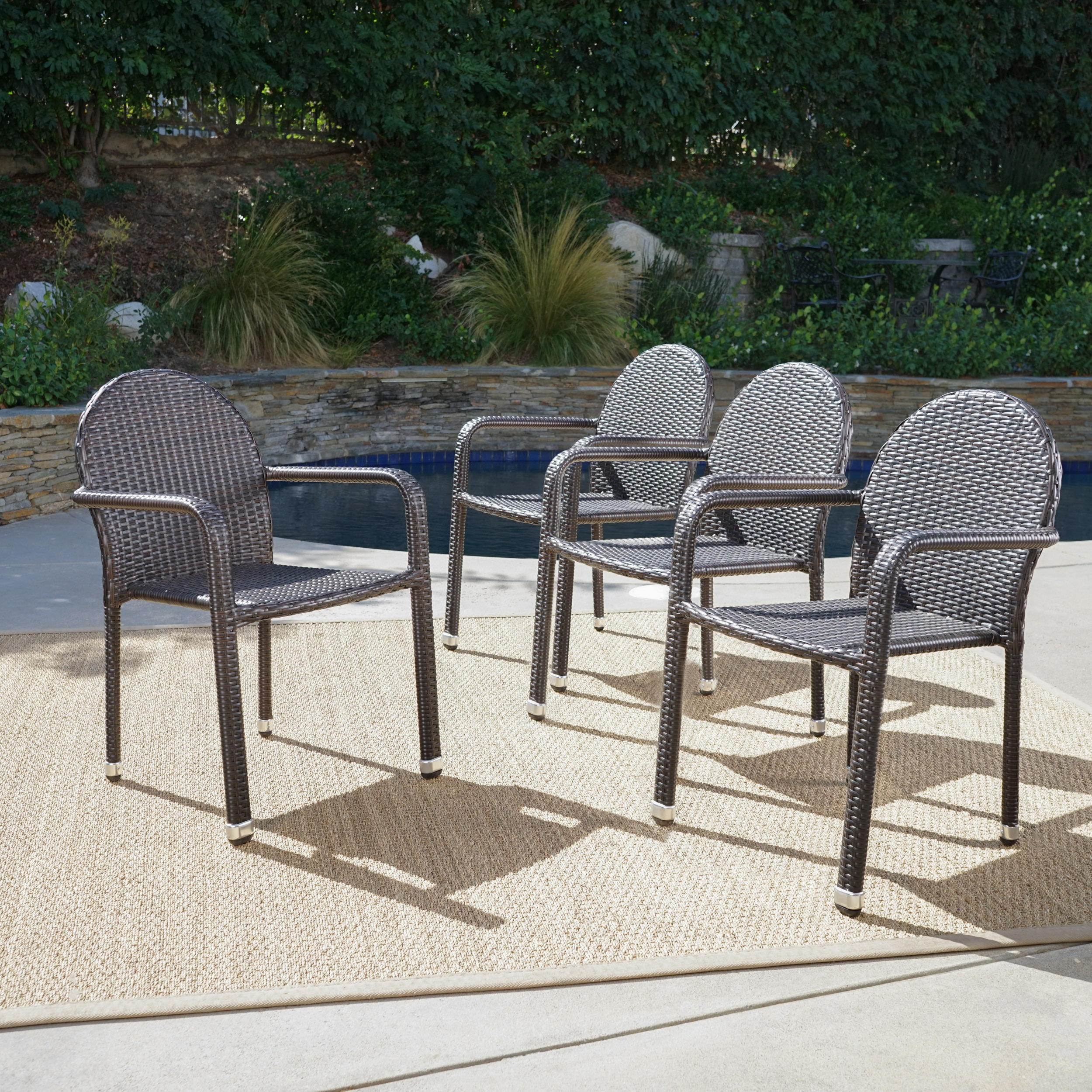 Wrought Studio™ Wiesner Wicker Outdoor Stackable Dining Armchairs ...