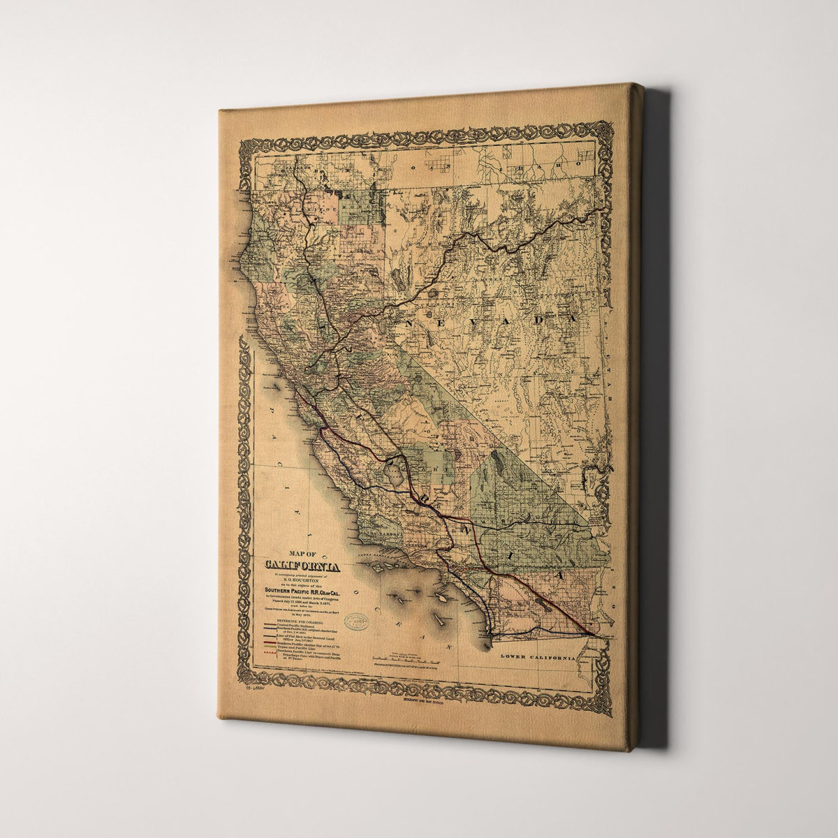 Trent Austin Design Old Map of California 1876 - Southern Pacific ...