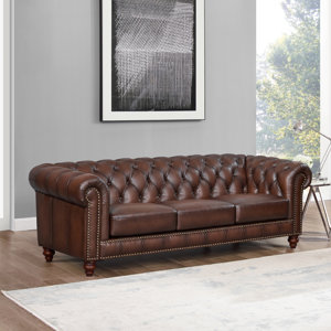 Williston Forge Anitza 91'' Leather Sofa | Wayfair