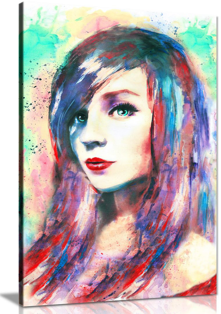 Panther Print Modern Watercolour Beautiful Woman Canvas Wall Art ...