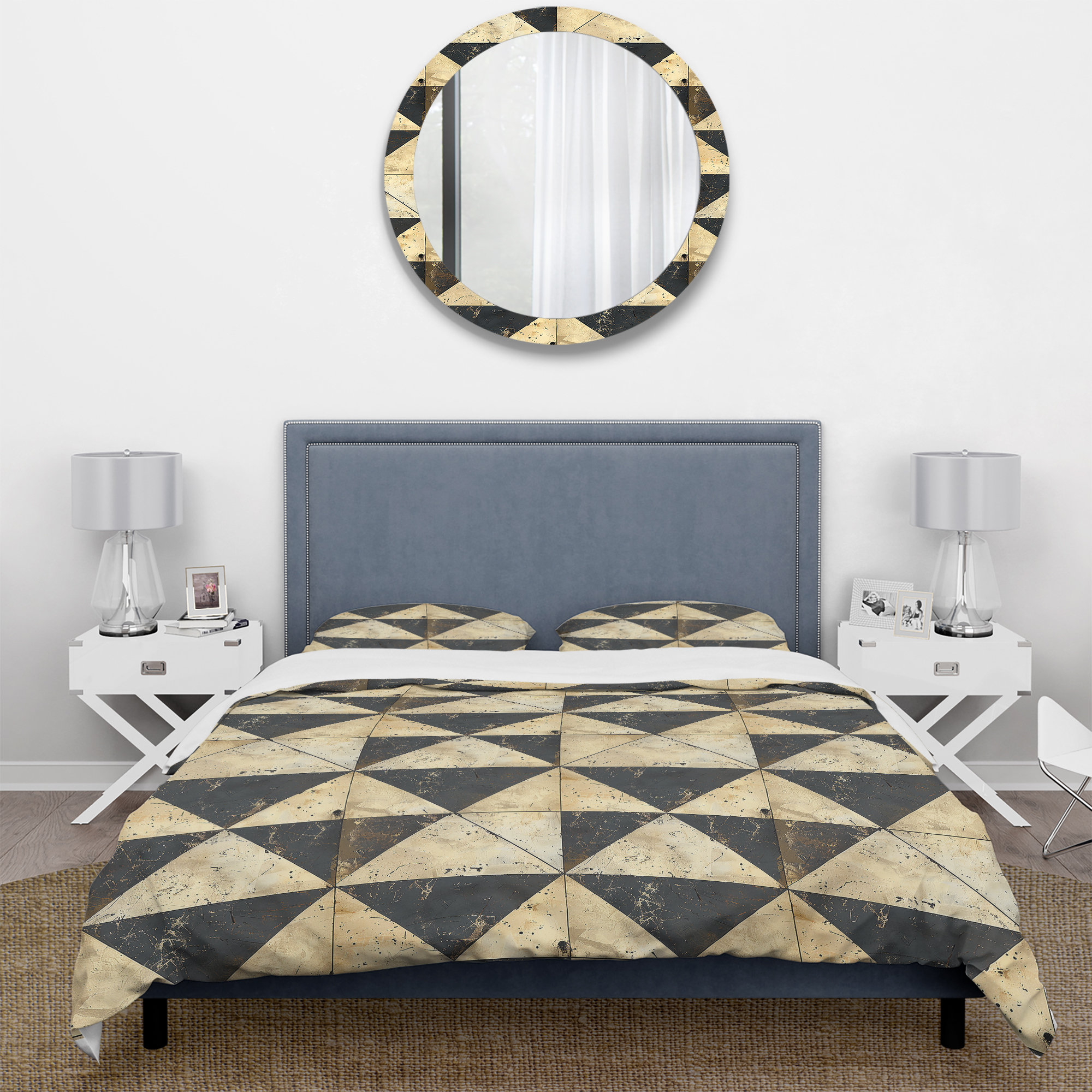 Design Art Brown Triangles Print II - Midcentury Duvet Cover Set | Wayfair