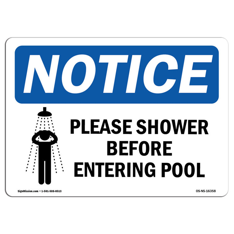 SignMission Please Shower Before Entering Pool Sign | Wayfair