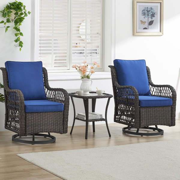 Lark Manor™ 3 Pieces Outdoor Swivel Rocker Chair Set Of 2 With Small ...