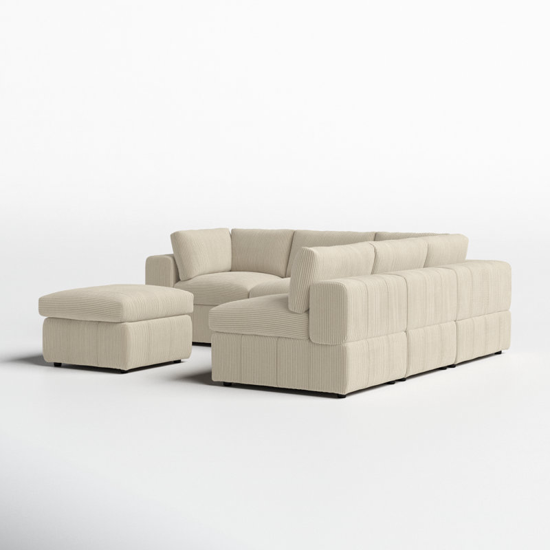 Wade Logan® Arregui 6 - Piece Corduroy Sectional & Reviews | Wayfair