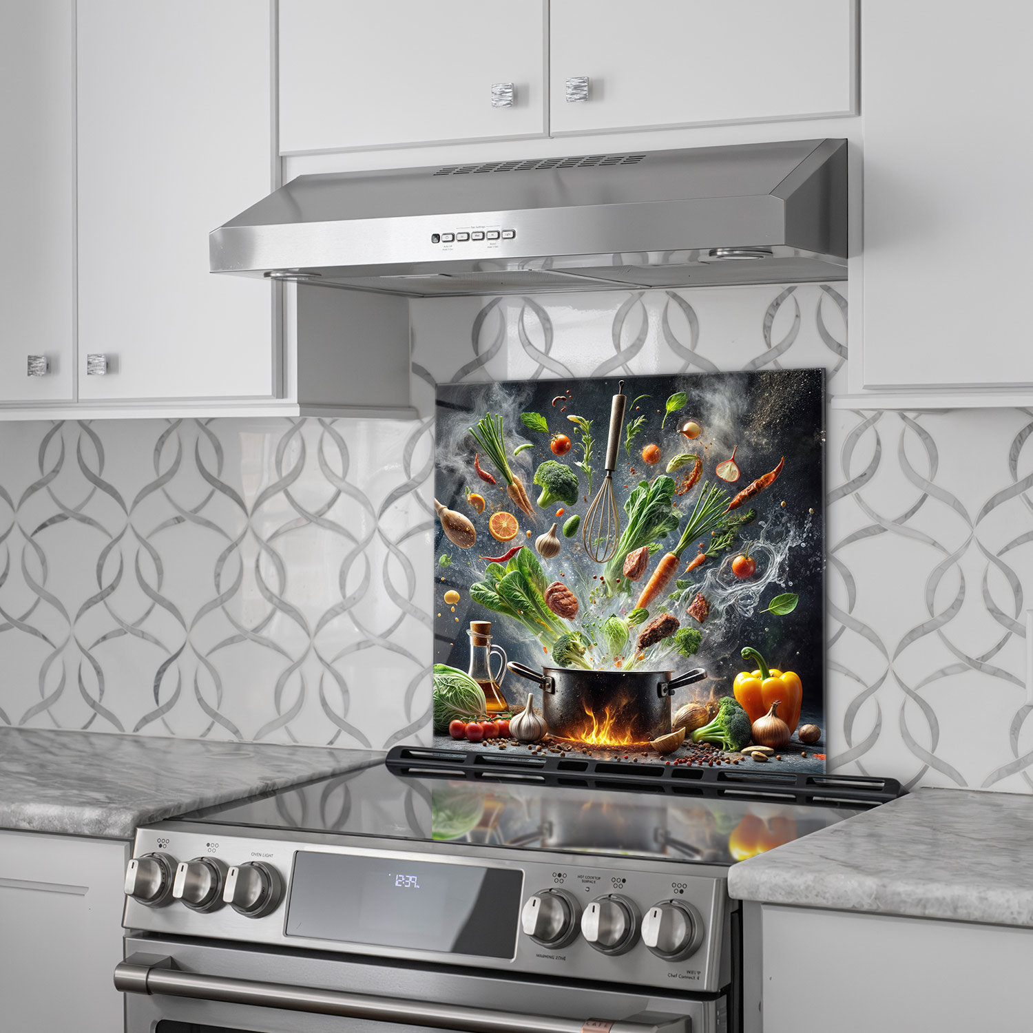 ARTEPERA Flavor Explosion Tempered Glass Backsplash - Kitchen Wall ...