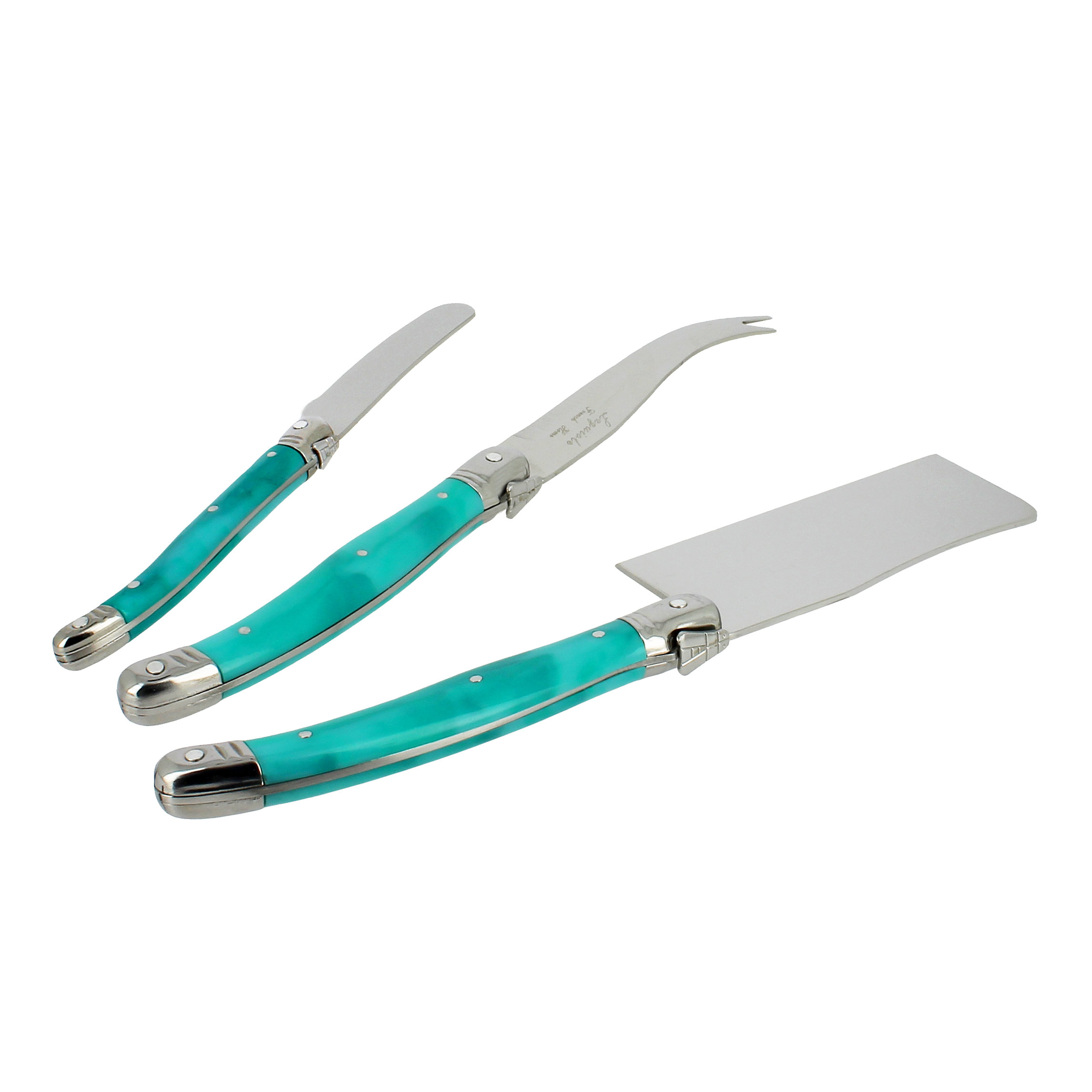French Home Laguiole Cheese Knives with Turquoise Handles, 3-Piece Set ...