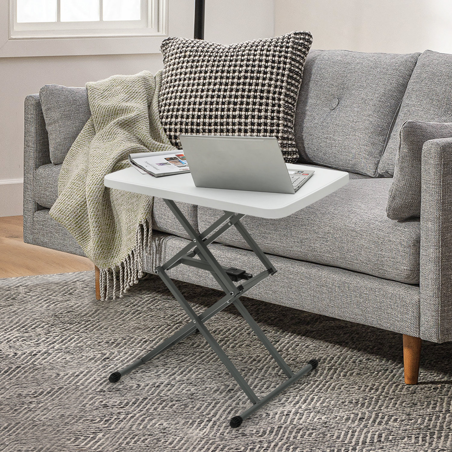 Inbox Zero Ozil 26" Folding Table Adjustable TV Tray, Easy to Fold and ...