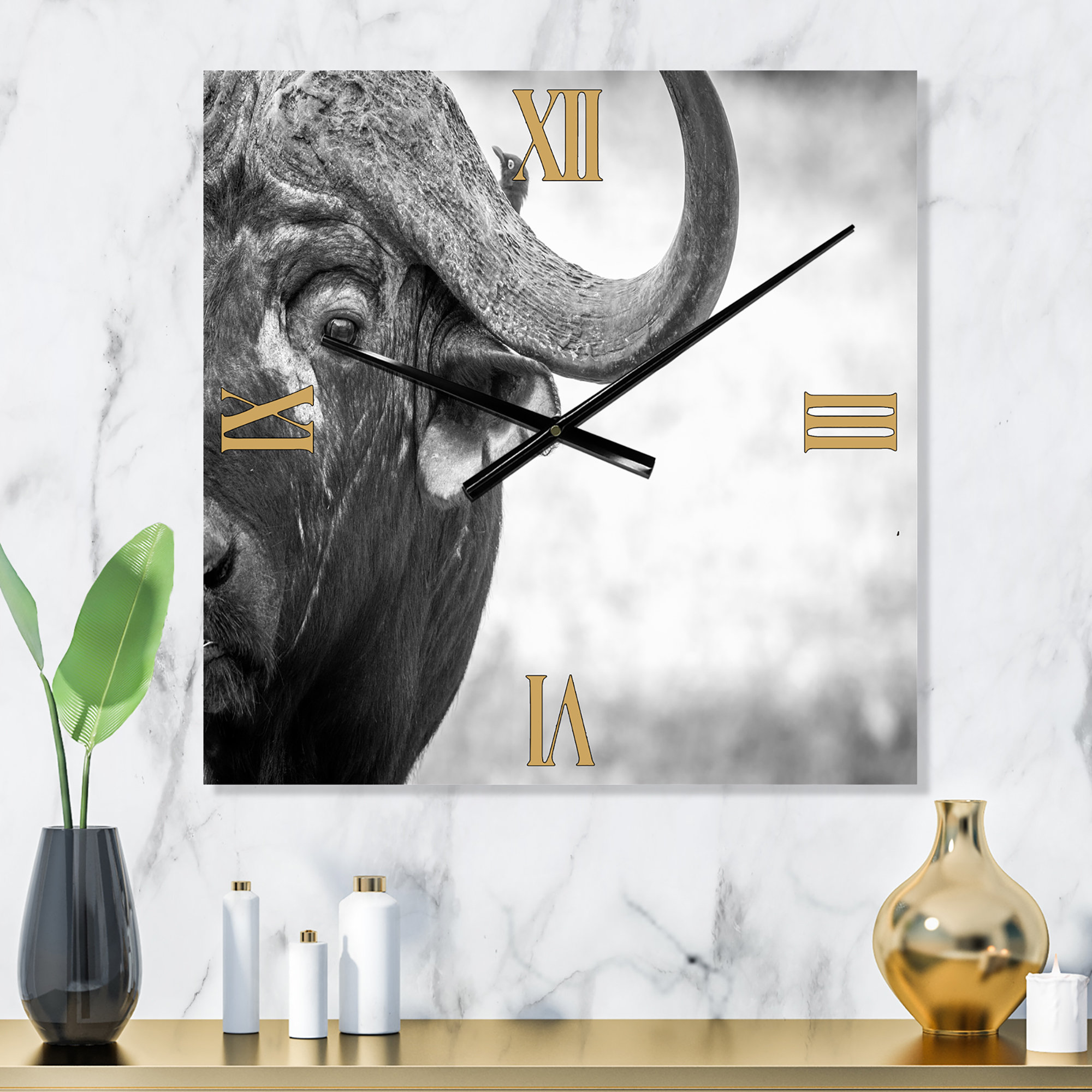 East Urban Home Monochrome Portrait of Buffalo III - Farmhouse Wall ...