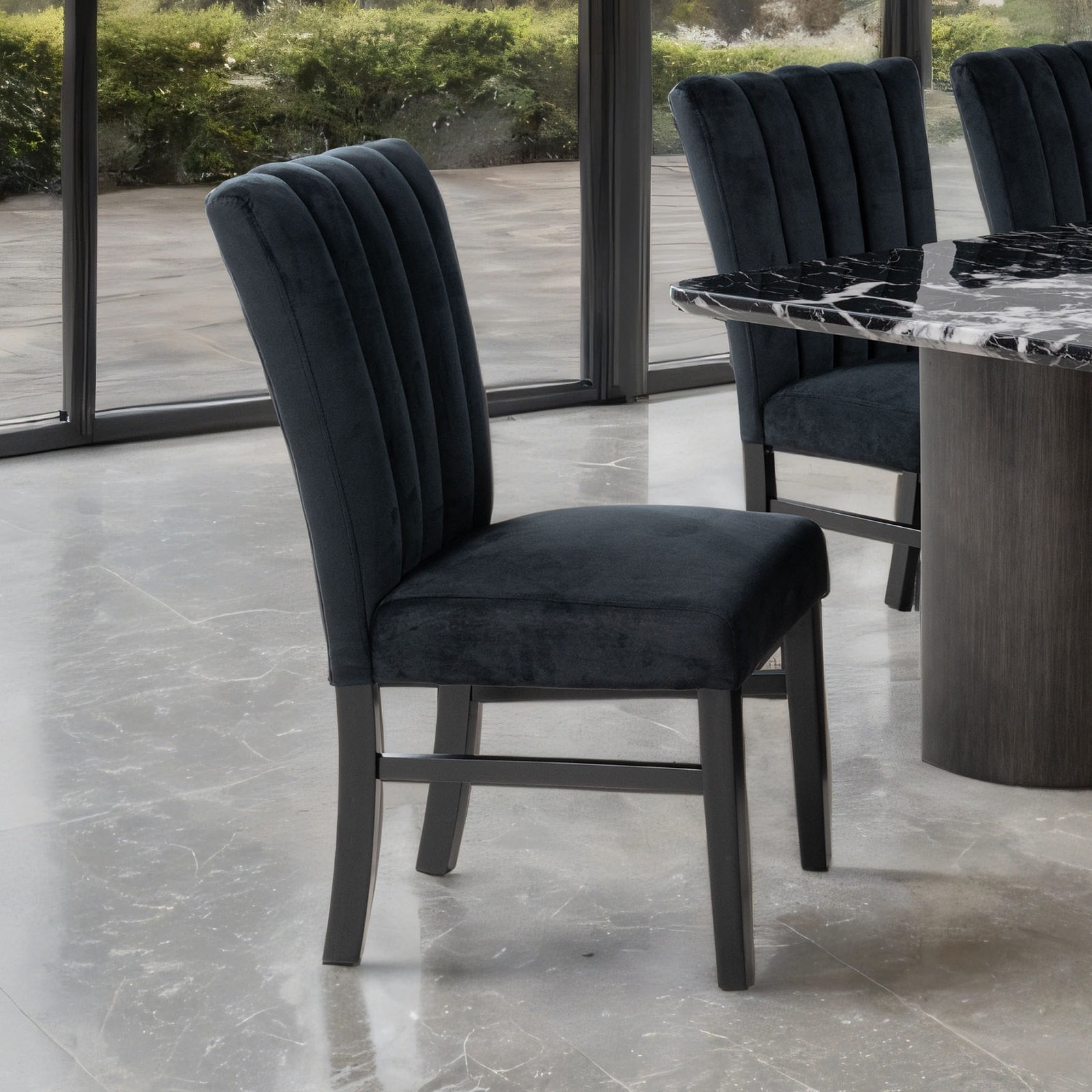 Orren Ellis 2Pc Upholstered Side Chair, Contemporary Style, Channel ...