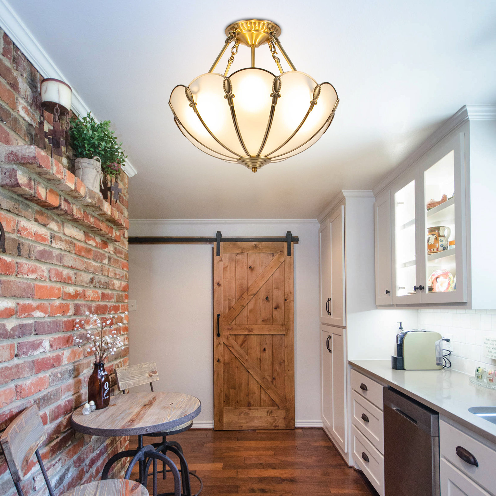 House of Hampton® 4 - Light Gold Vintage Glass Bowl Pendant Light | Wayfair