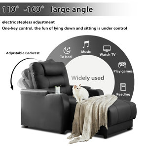 Ebern Designs Modern Electric Power Breathable Faux Leather Reclining ...