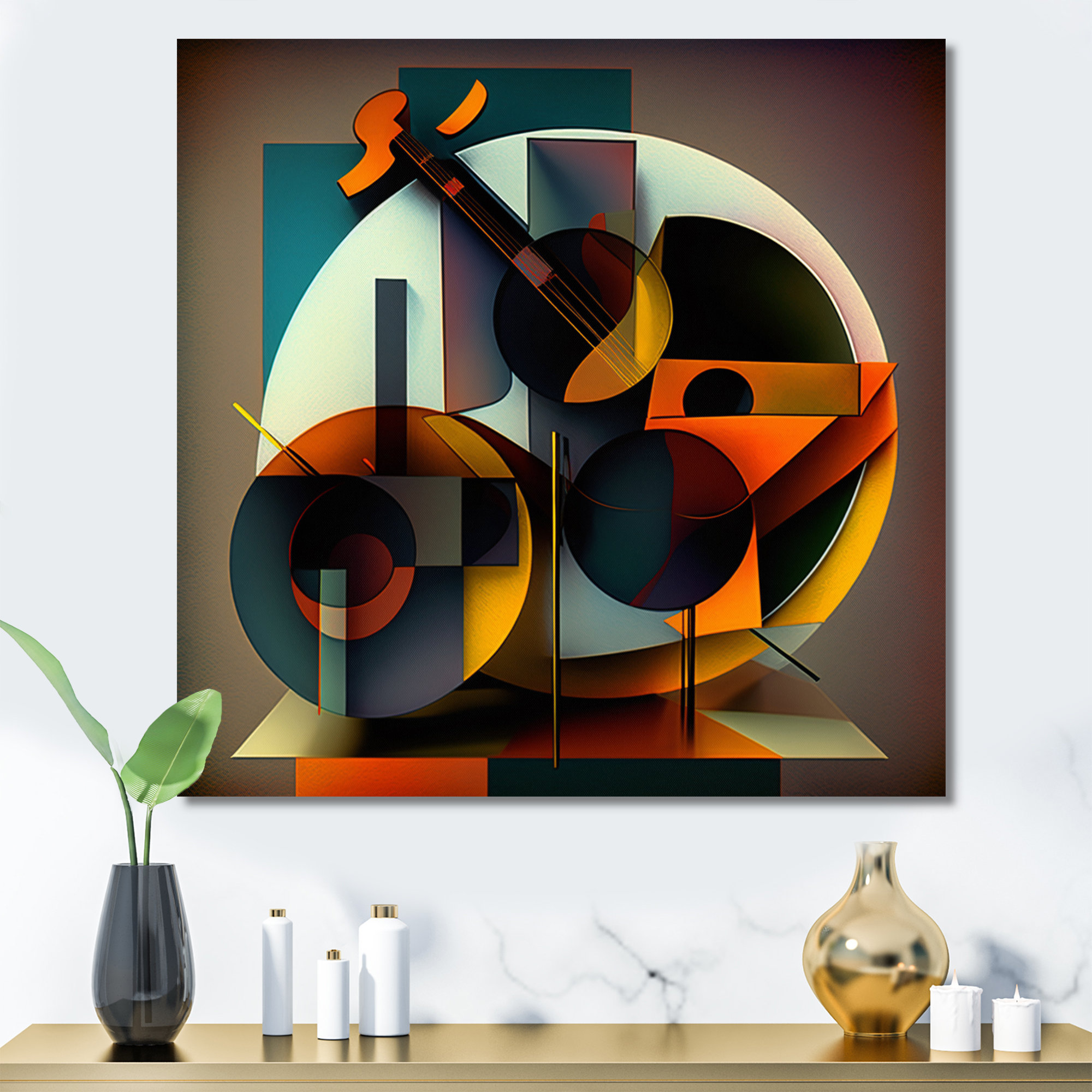 Wrought Studio™ Abstract Retro Guitar Geometric Musical Symphony I ...