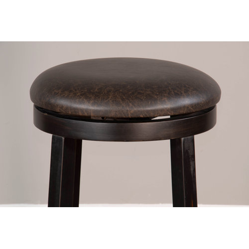 Loon Peak® Sears Swivel Upholstered Counter Stool with Solid Wood Frame ...