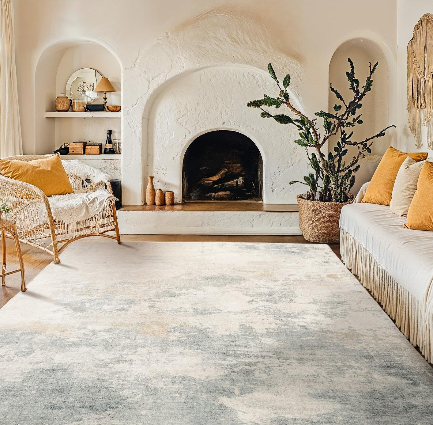 Wrought Studio Bohemian Abstract Style Machine-Washable Non-Slip Area ...