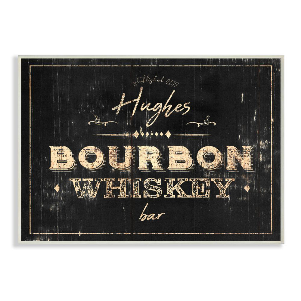 Stupell Industries 'Bar Liquor Sign Wood Texture Word Design' Unframed ...