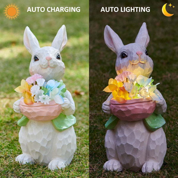 Trinx Solar Rabbit Garden Decoration - Rabbit Garden Statue With ...