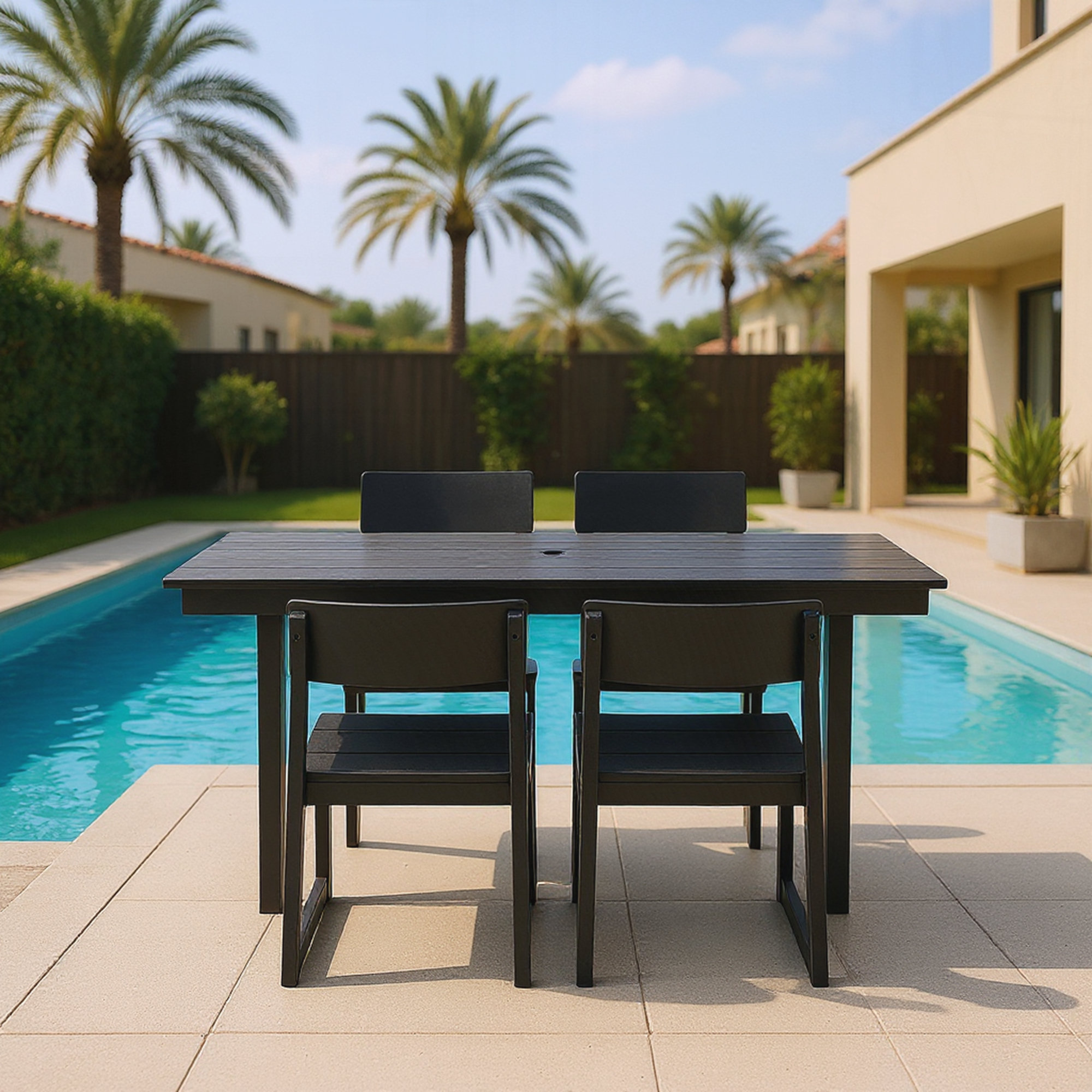 One Allium Way 5-Piece HDPE Outdoor Dining Set,Weather-Resistant Patio ...