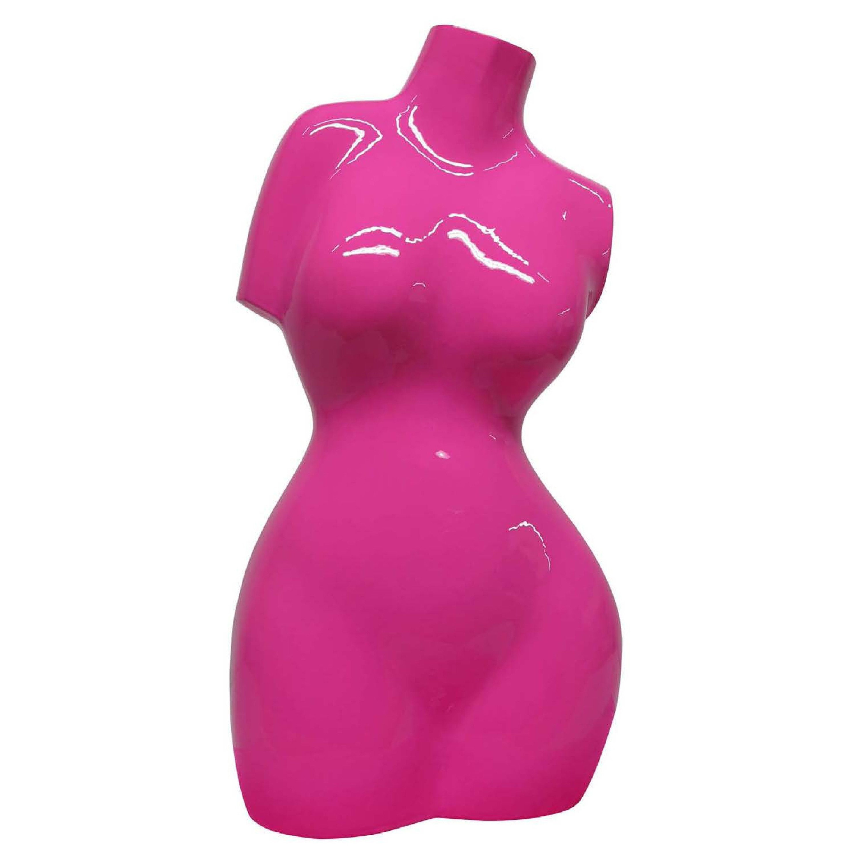 Benjara Female Torso Tabletop Decor, Bright Pink Resin Sculptural Bust ...