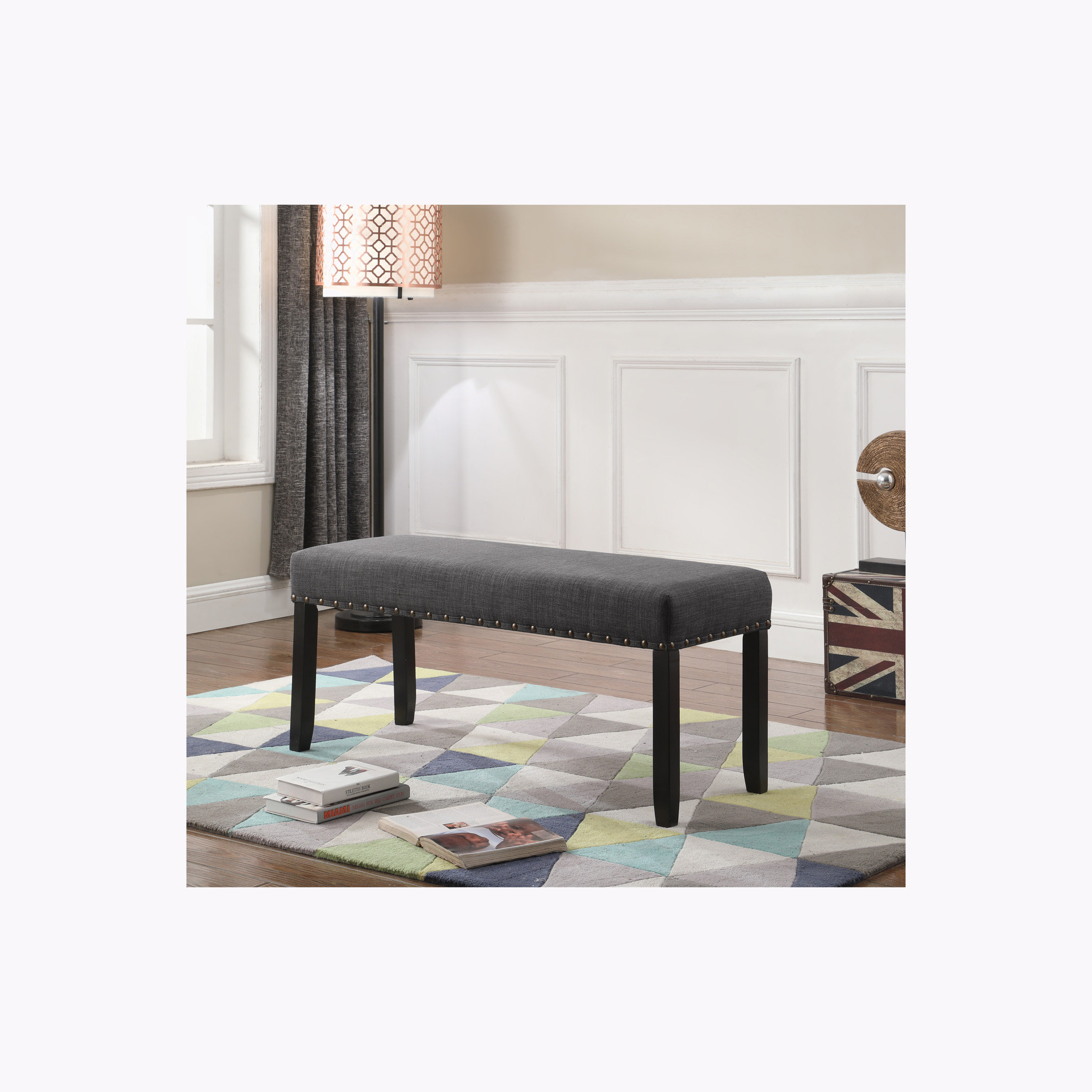 Winston Porter Fabric Dining Bench with Nailhead Trim - Wayfair Canada