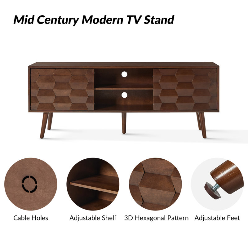 Kelly Clarkson Home Sara 63'' Mid-Century Modern TV Stand With Cable ...