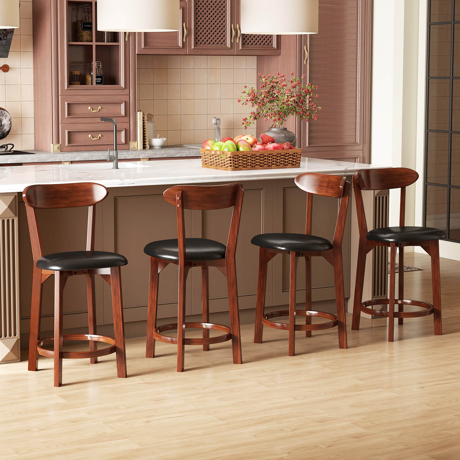 Darby Home Co Bar Stool With Curved Backrest & Footrest Counter Height ...