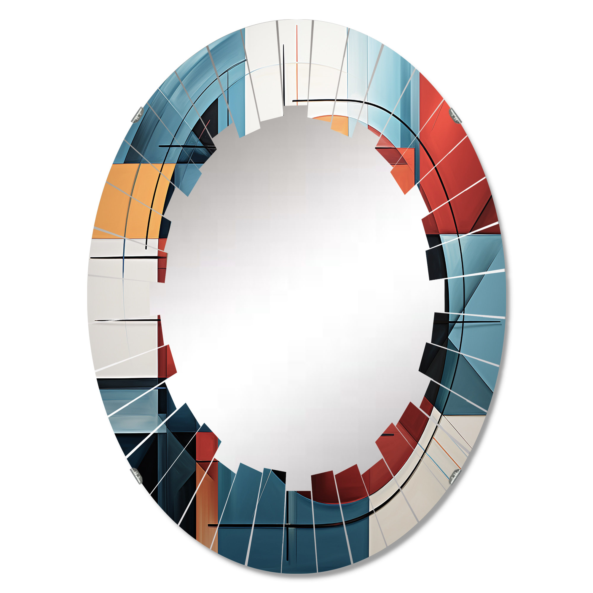 Design Art Hardedge Geometry II - Modern Wall Mirror Oval | Wayfair