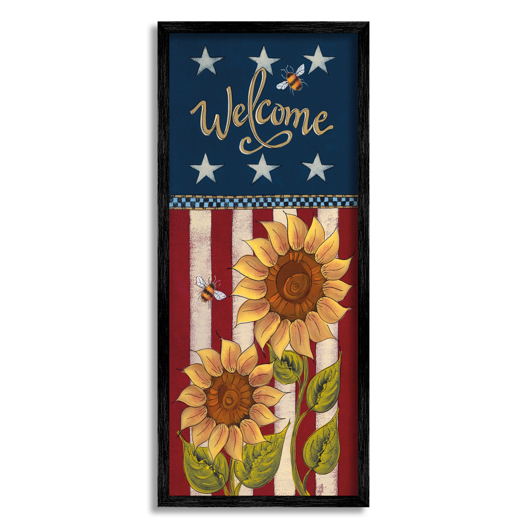 Stupell Industries Americana Welcome Country Sunflowers Framed Giclee ...