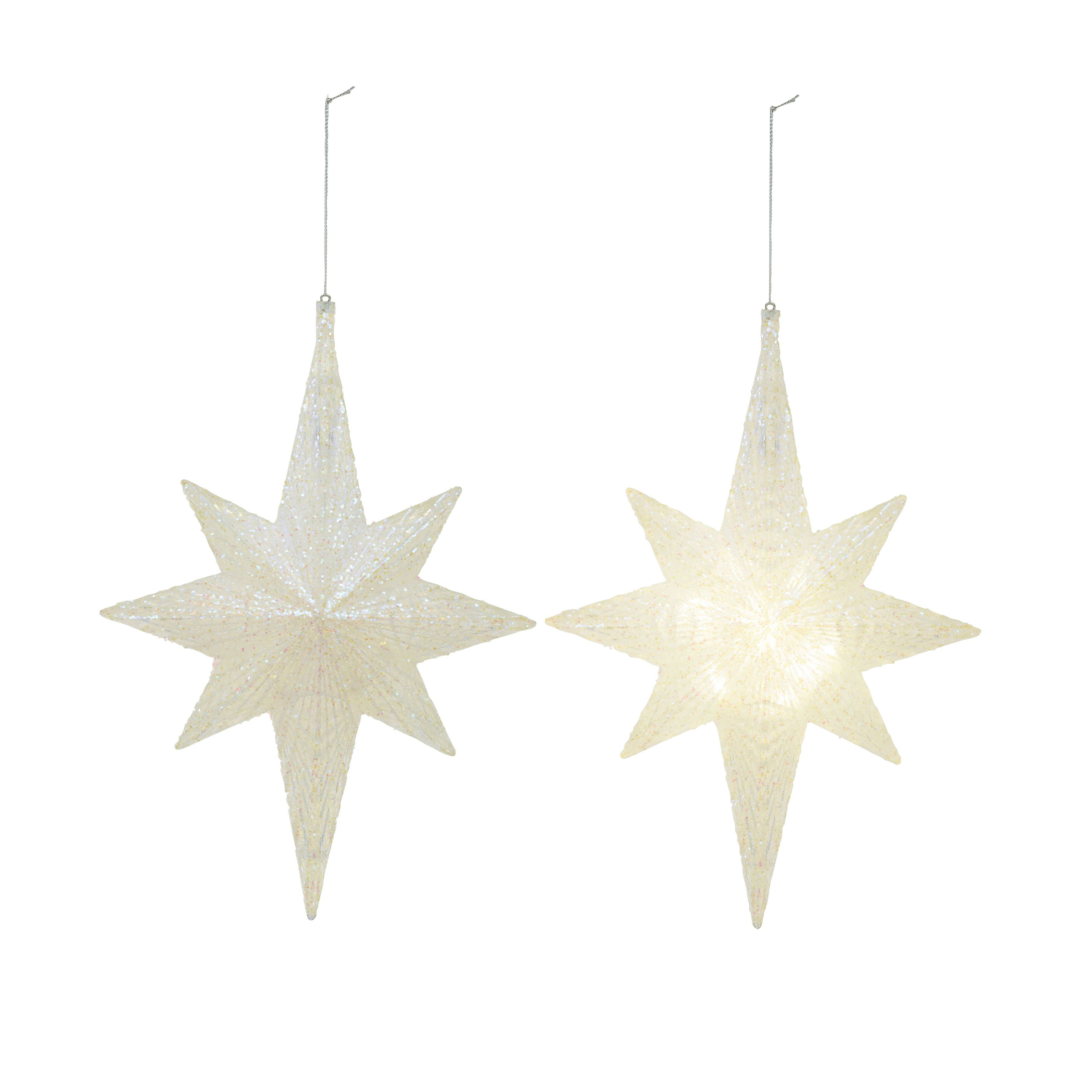 The Holiday Aisle® Plastic Star Ornament With Glitter And LED Light ...
