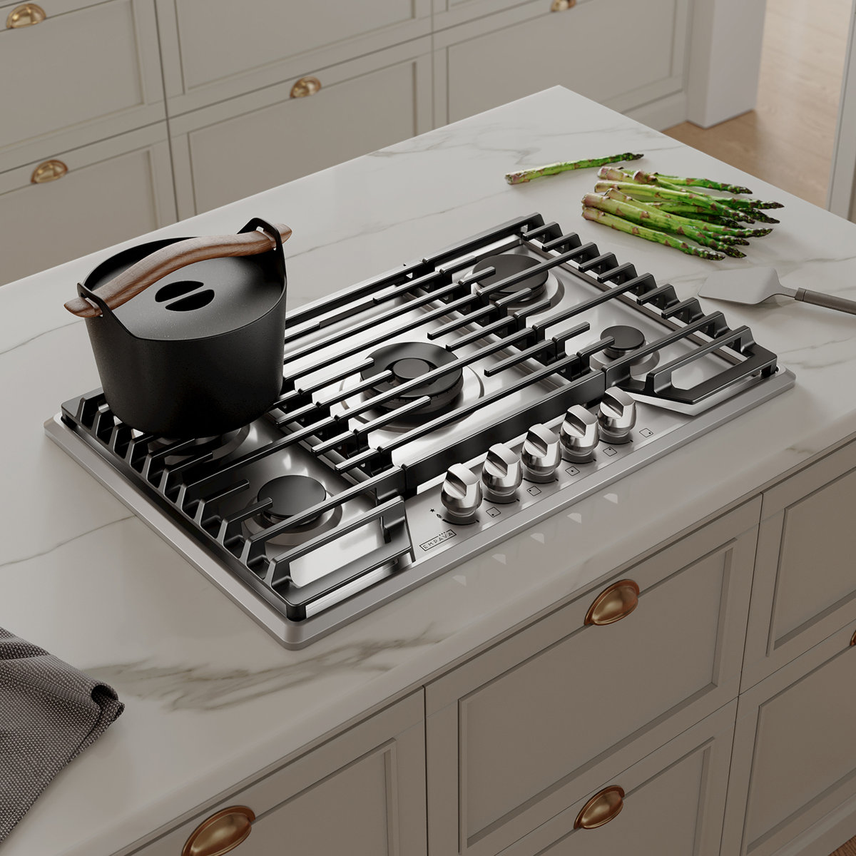 Empava 30 in. 5 Burners Recessed Natural Gas Cooktop in Stainless Steel ...
